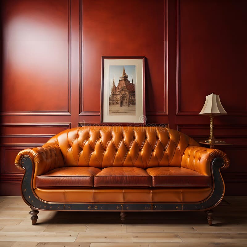 Luxury Leather Sofa in Classic Interior. Generative Ai Stock ...