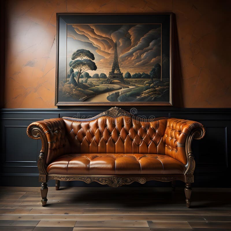 Luxury Leather Sofa in a Classic Interior. Generative Ai Stock ...