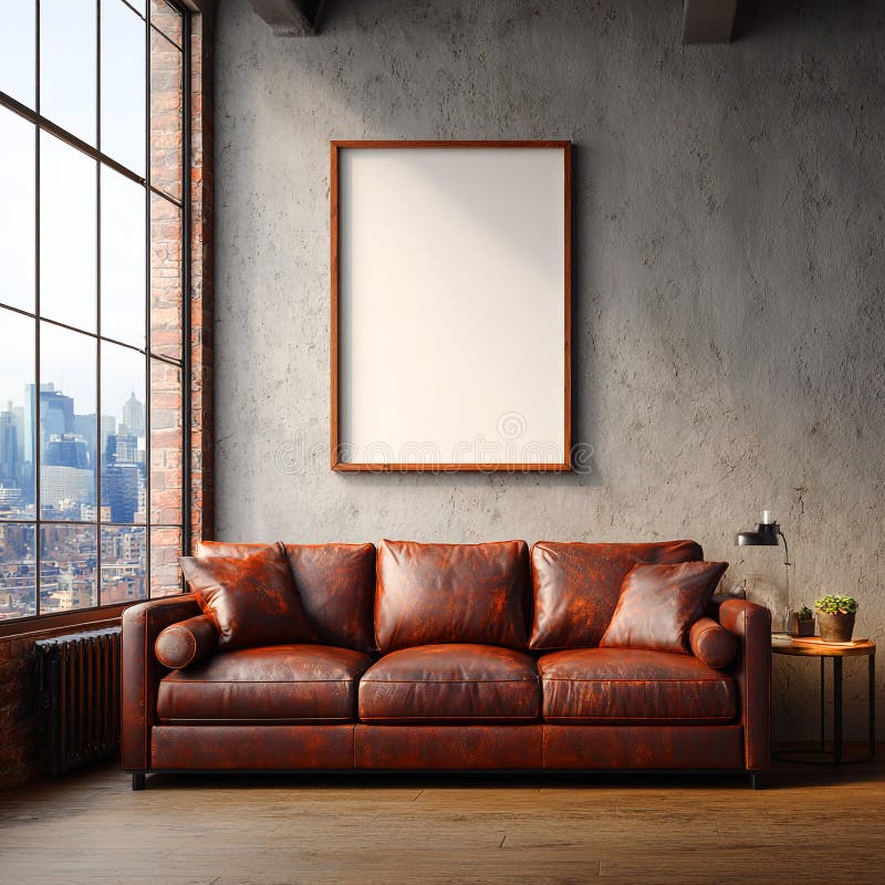 Luxury Leather Sofa in Modern Loft Apartment Interior Design ...