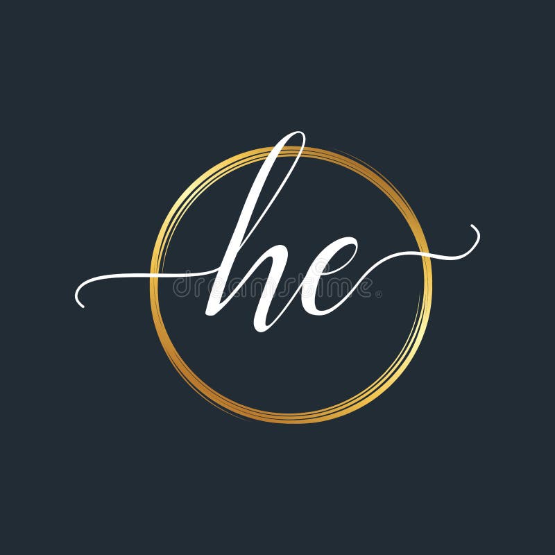 He Initial Letter Handwriting Stylish Logo Designs Symbol Stock ...
