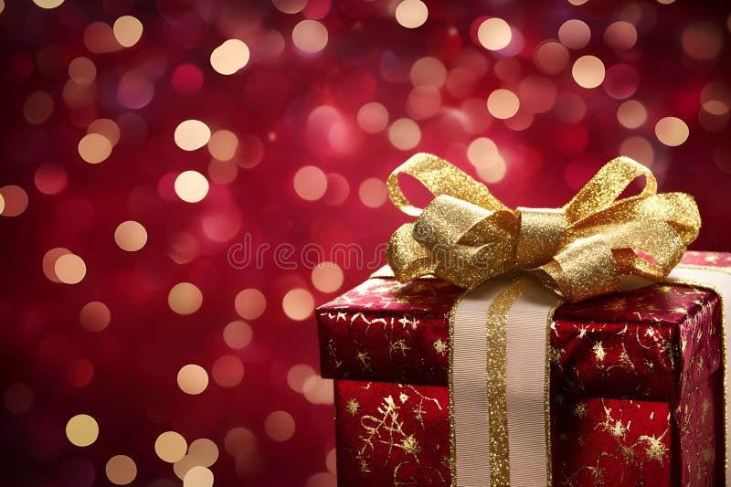 Luxury Light Red Gift Box on Red Background. Luxury Christmas Gift Box ...