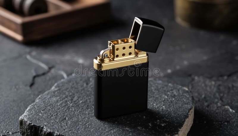 Luxury Lighter Black with Gold. Stock Illustration - Illustration of ...