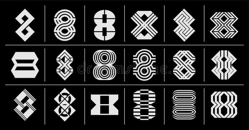 Luxury Line Abstract Number 8 Logo Set Stock Vector - Illustration of ...