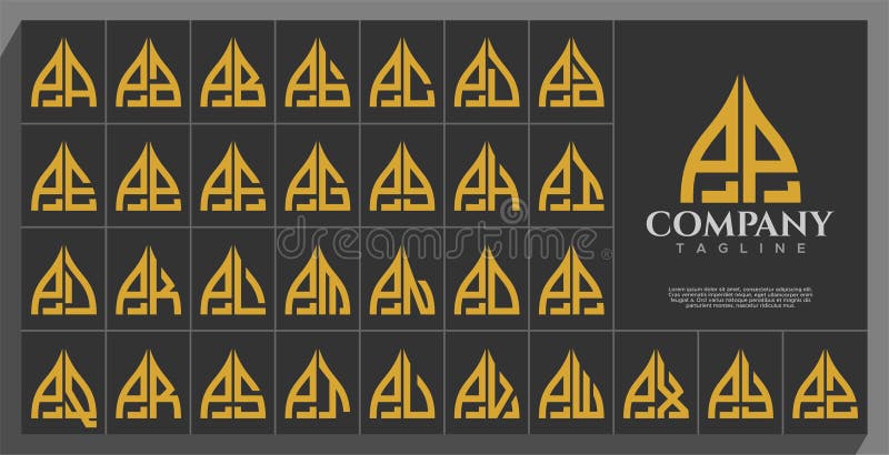 Luxury Line Arch Dome Letter P PP Logo Design Set Stock Vector ...