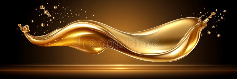 Luxury Liquid Gold Wave with Flowing, Splashing and Pouring Forms on a ...