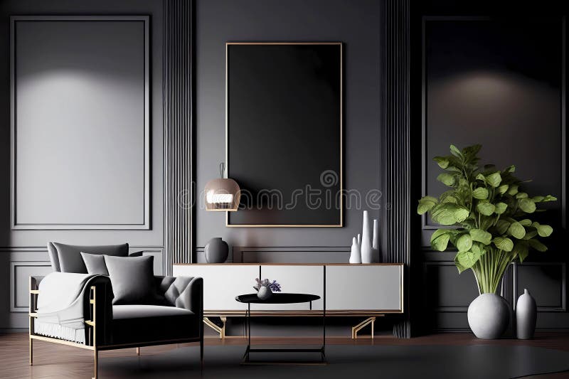 Luxury Living Room Interior Design. Generative Ai Stock Illustration ...