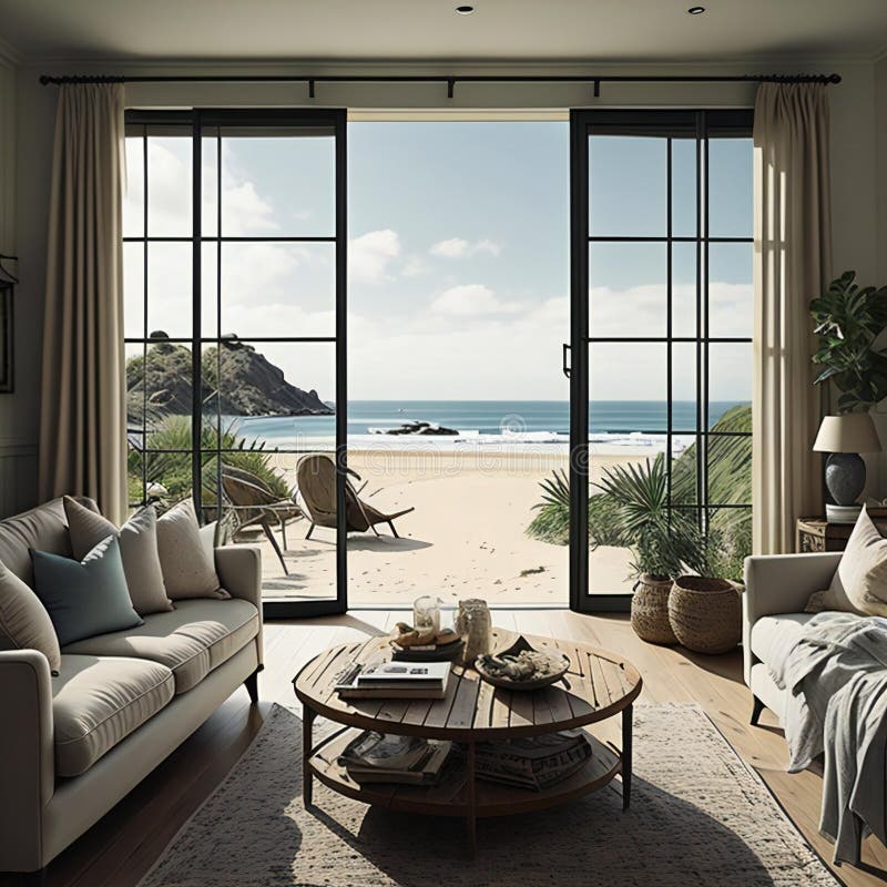 Luxury Living Room Interior Design. Generative Ai Stock Illustration ...