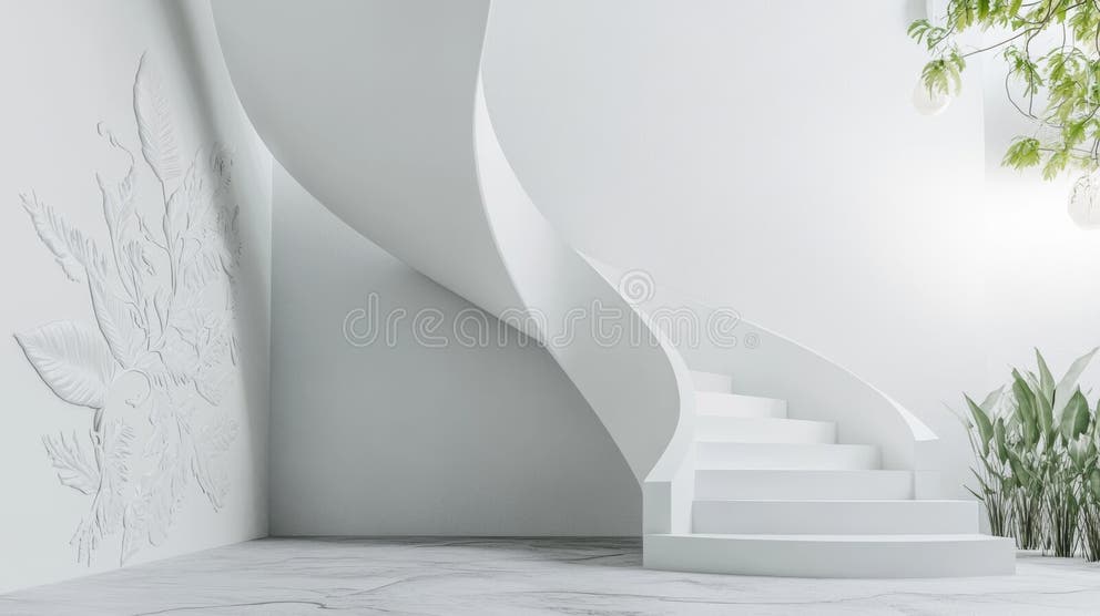 A Luxury Lobby, Modern Curved Staircase, and Leaf Wall are Key Elements ...