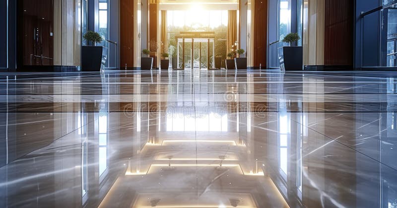 A Luxury Lobby S Marble Floor, Gleaming with Reflections, Exemplifies ...