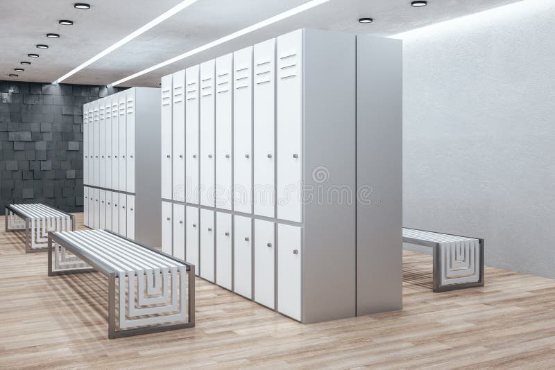 Luxury Locker Room Interior with Bench Stock Illustration ...