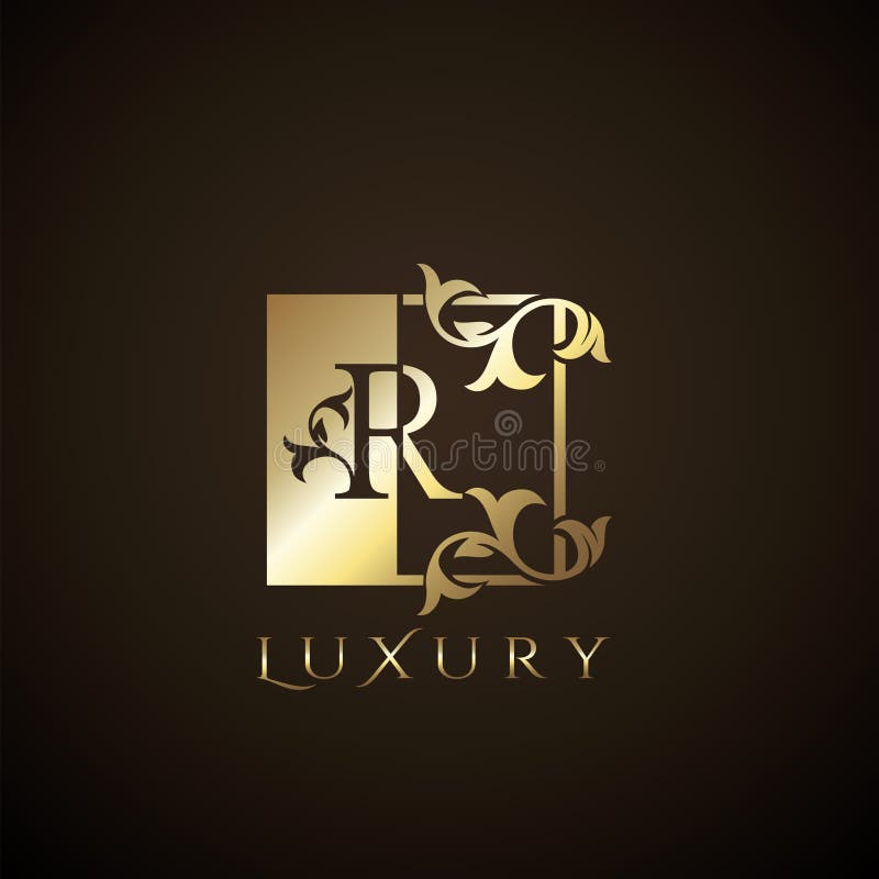 Luxury Logo Letter R Golden Square Vector Design Concept Stock Vector ...
