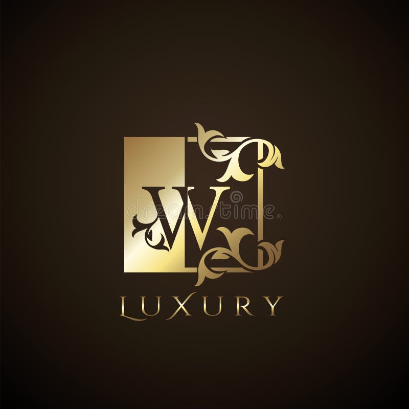 Luxury Logo Letter W Golden Square Vector Design Concept Stock Vector ...