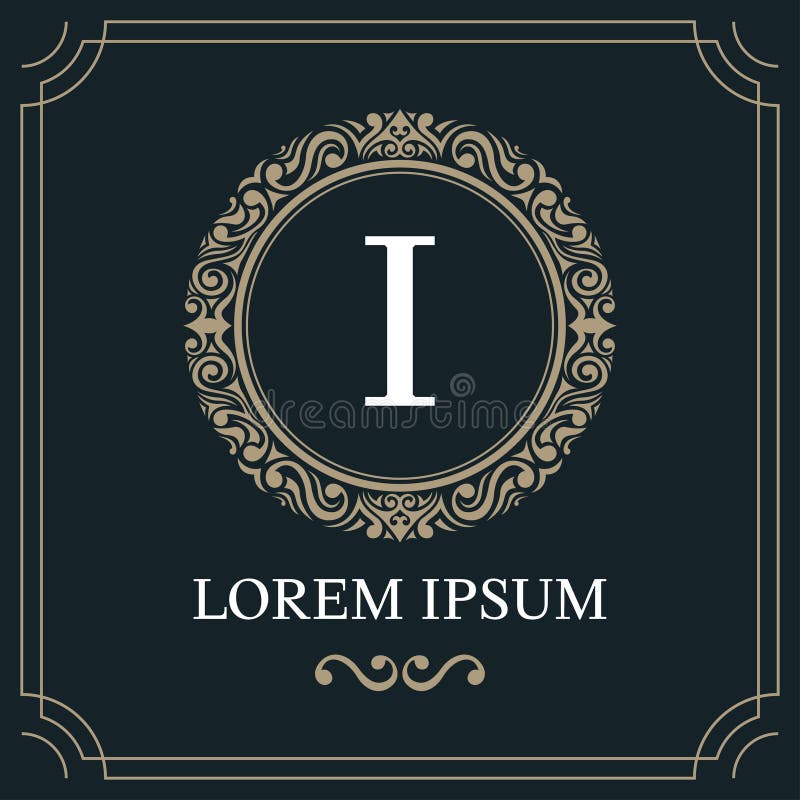 Luxury Logo Template, Initial Letter Type I on Blue Background, Vector ...