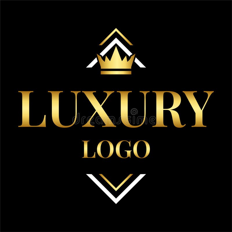 A Luxury Logo Vector Design with Gold Crown Stock Vector - Illustration ...