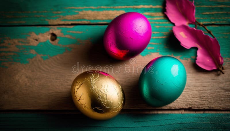 Luxury Magenta, Turquoise and Gold Easter Eggs Stock Illustration ...