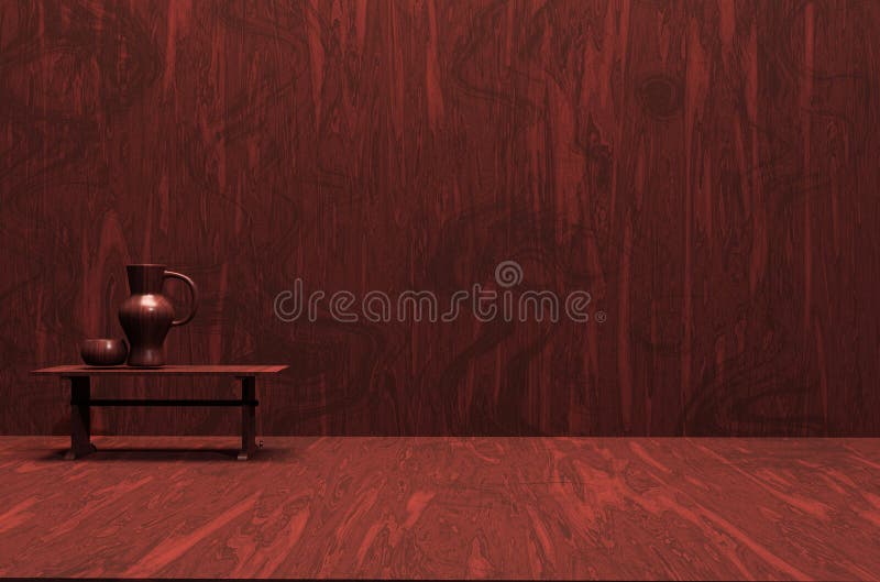 Luxury Mahogany Wood Texture Interior Hallway with Ceramic Decorative ...