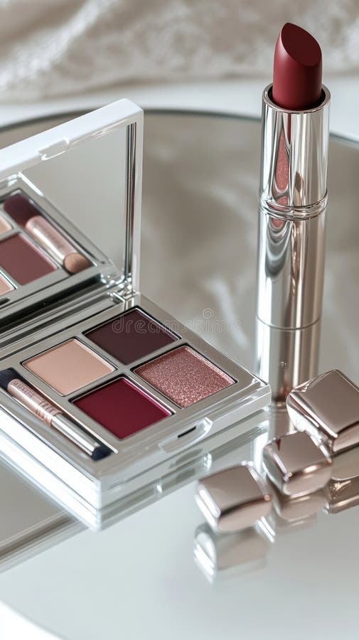 Luxury Makeup Collection Featuring a Lipstick and Eyeshadow Palette on ...