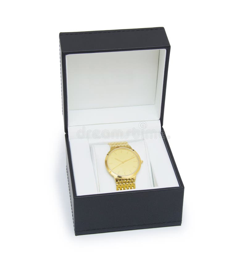 Luxury Man Clock Gift Box Against White Background Stock Photos - Free ...