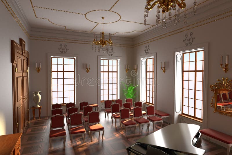 Luxury Manor Interior - Hall Stock Illustration - Illustration of ...