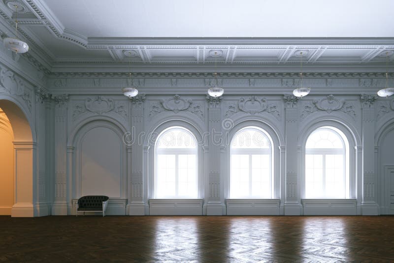 Luxury Mansion Interior. Large Hall with Columnes Stock Illustration ...