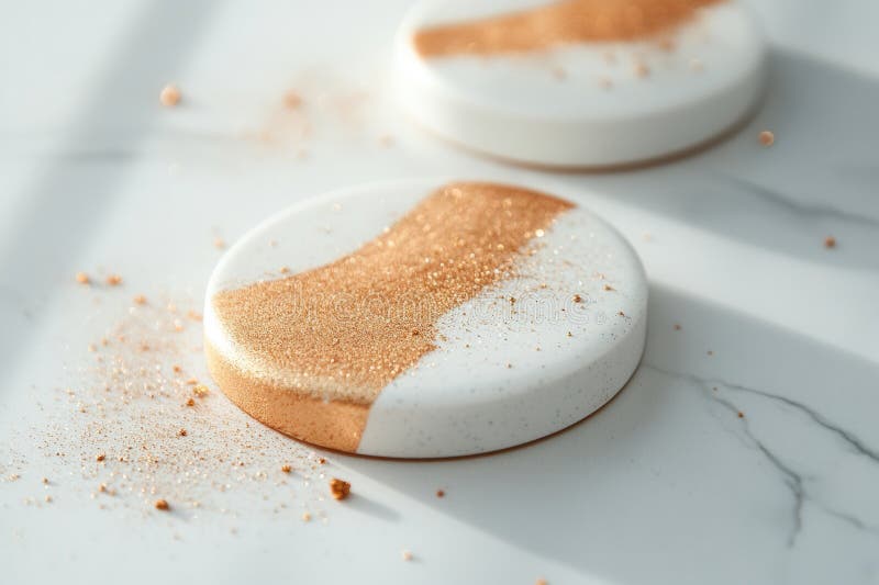 Luxury Marble Coasters with Golden Accents and Dust Captured in Soft ...