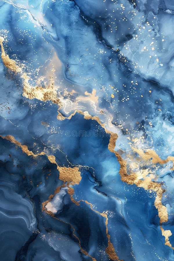 Luxury Marble Pattern Watercolor Gradient Blue and Grey with Gold ...