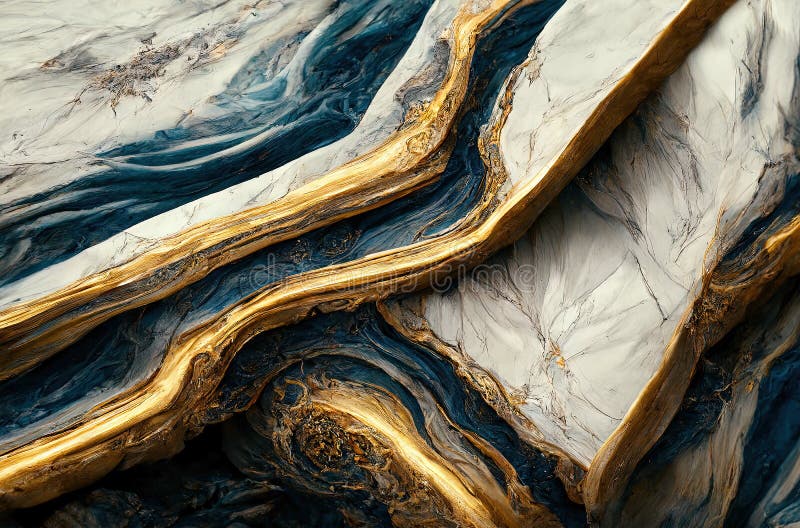 Luxury Marble Texture Background White, Blue and Gold. Natural Stone ...