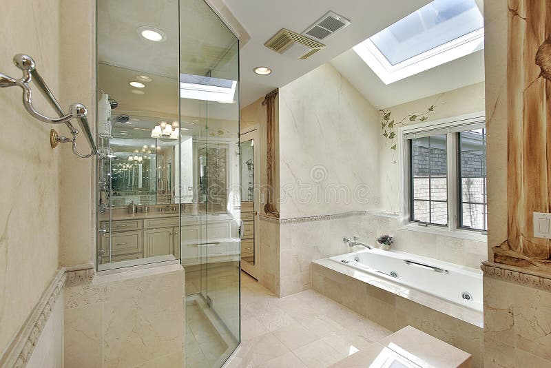 Luxury Master Bath with Step Up Tub Stock Image - Image of house ...