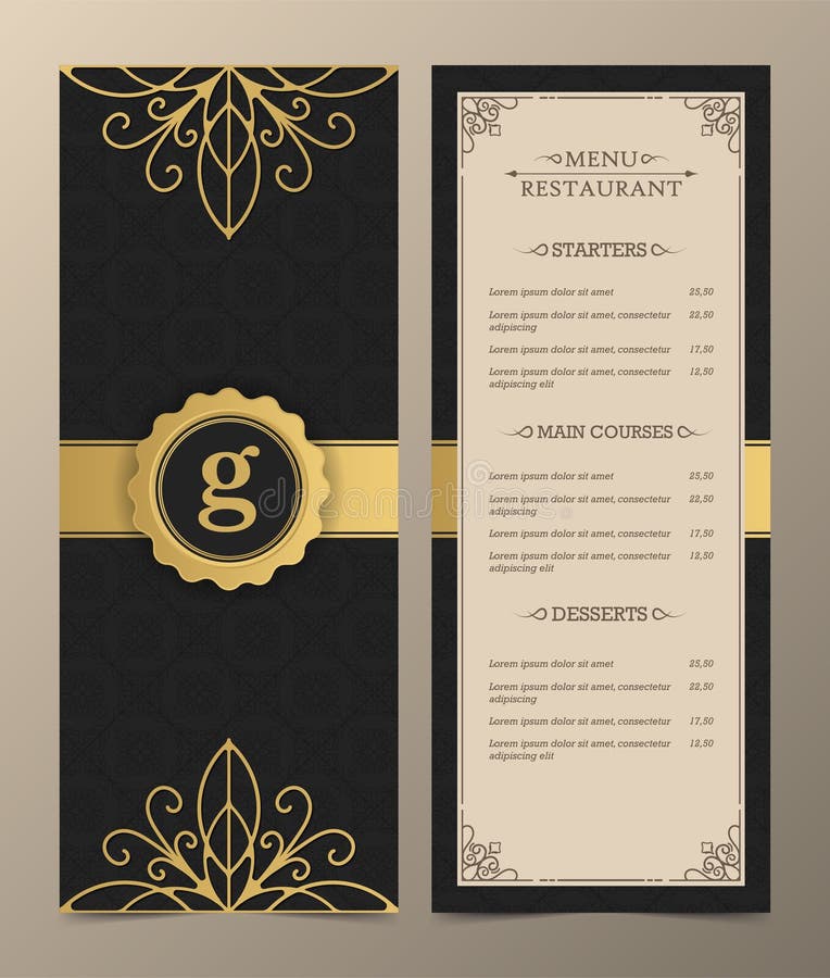 Luxury menu design stock vector. Illustration of classical - 48366191