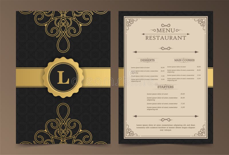 Luxury Menu Layout with Ornamental Elements Stock Vector - Illustration ...