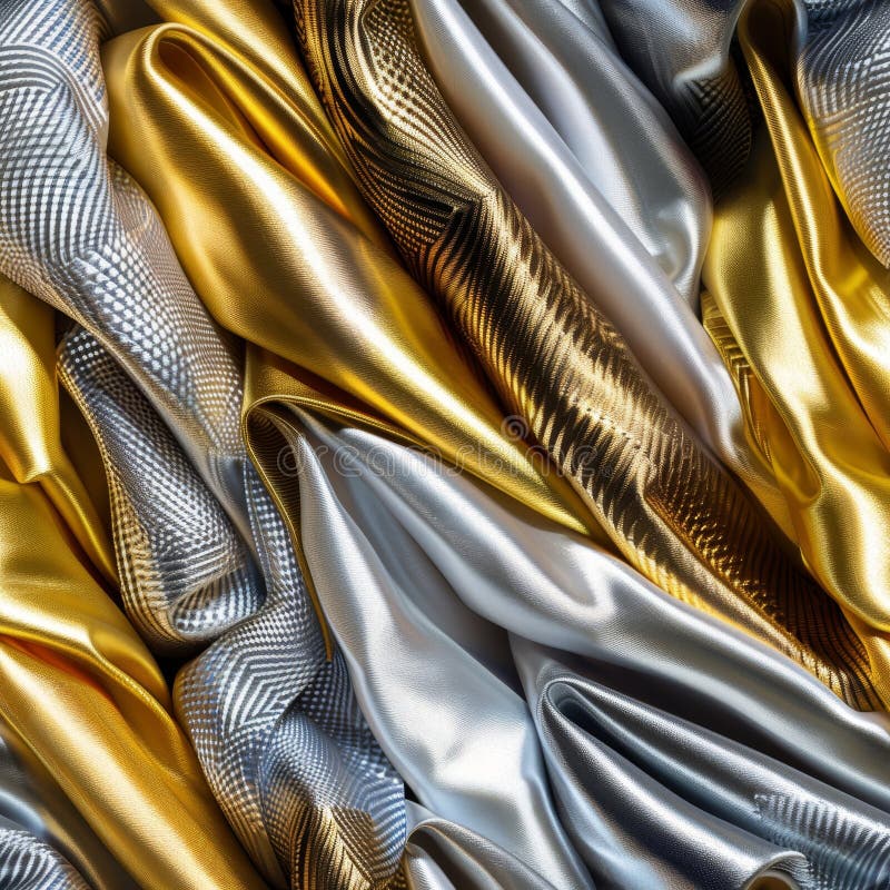 Luxury Metallic Fabric Texture Shimmering Gold and Silver Drapery ...