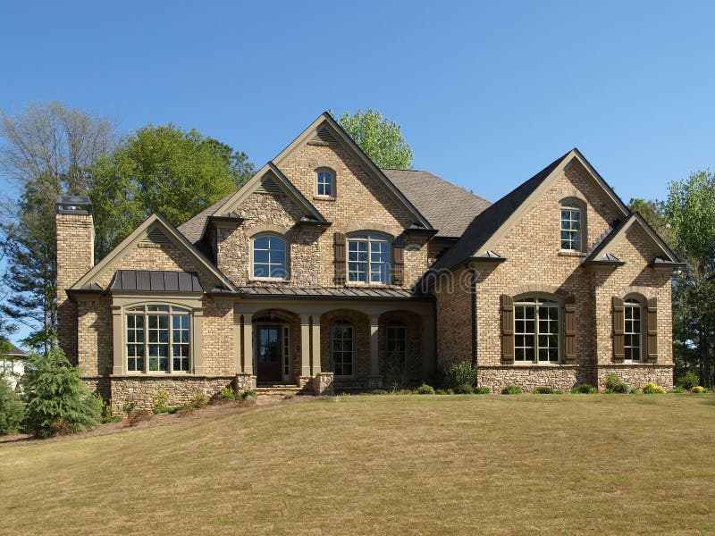 Luxury Model Home Exterior Front Door Bay Window Stock Image - Image of ...