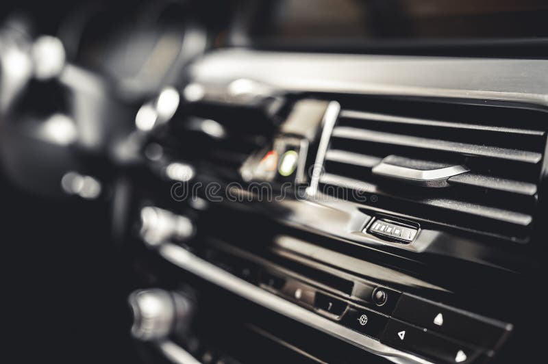 Luxury Modern Car Interior. Air Conditioner System in Modern Car. Stock ...