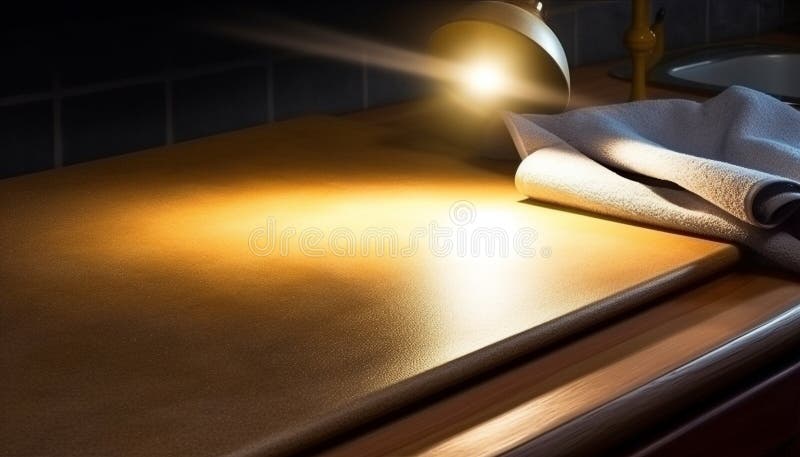 Luxury Modern Domestic Room Illuminated with Clean Table and Empty ...