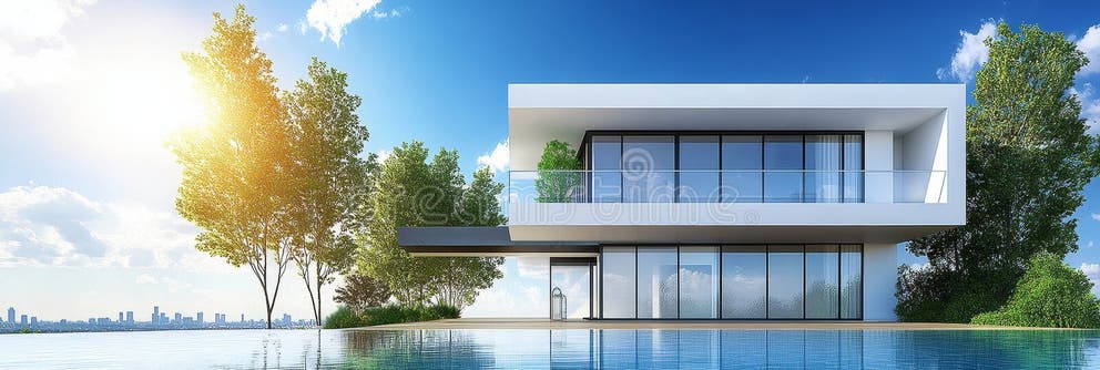 Luxury Modern Home with Infinity Pool a Summer Oasis, 3D Architectural ...