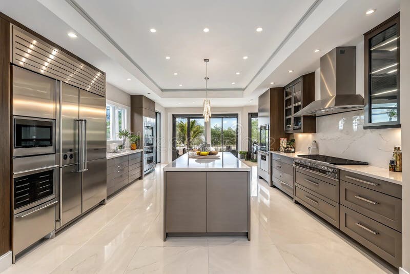 Luxury Modern Kitchen. Chic Modern Contemporary Kitchen with Fitted ...