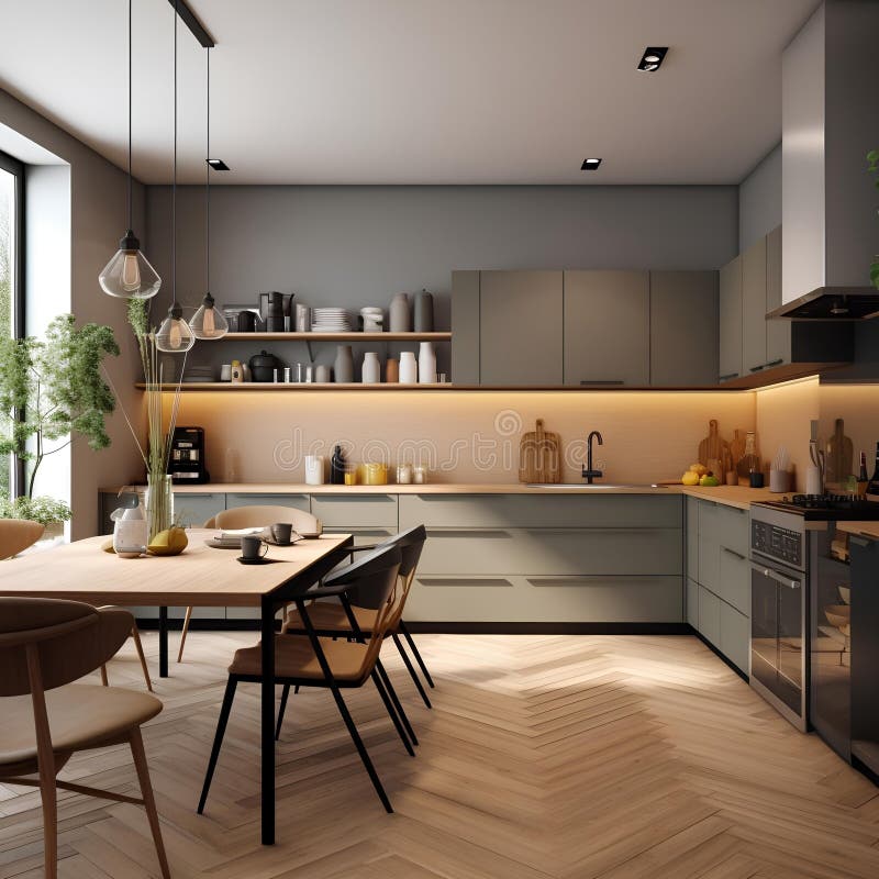 Luxury Modern Kitchen Concept Stock Image - Image of interior, light ...