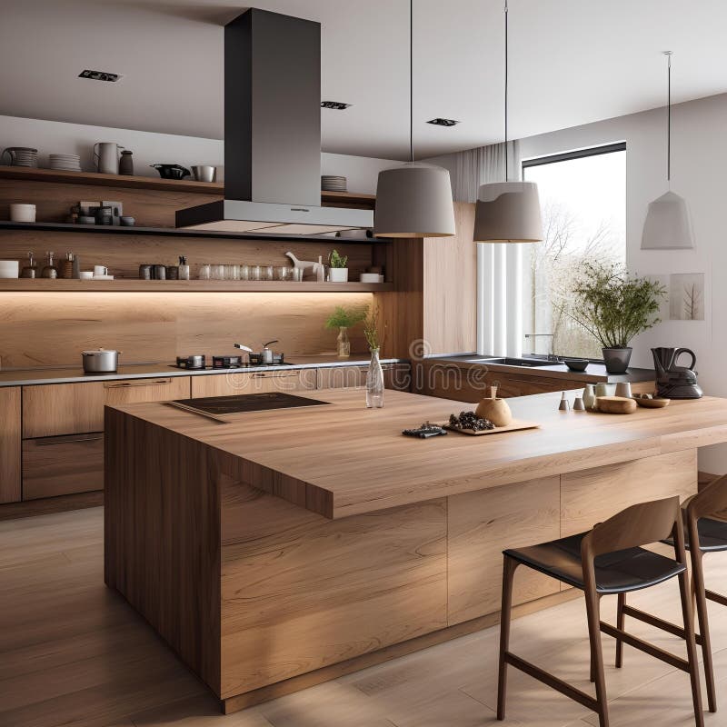 Luxury Modern Kitchen Concept Stock Photo - Image of floor, granite ...