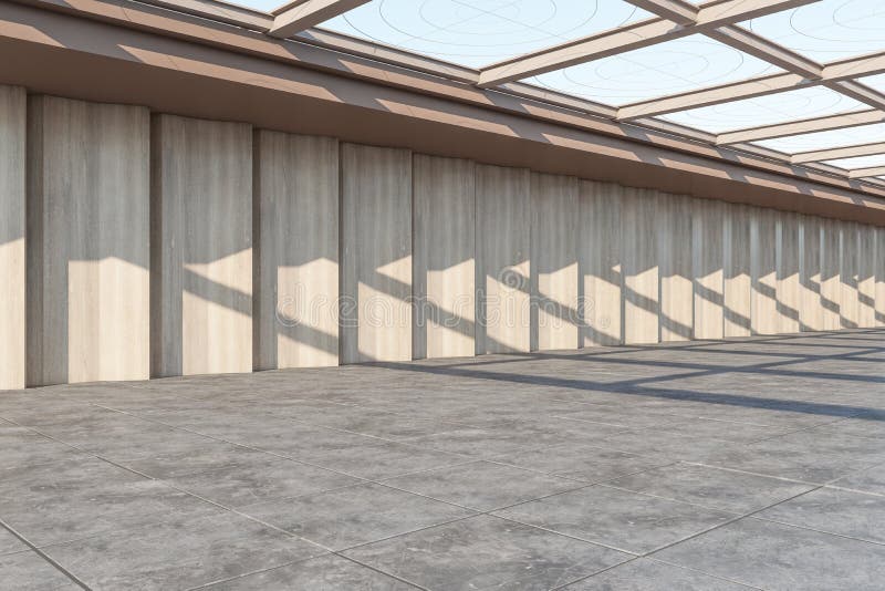 Luxury Room Interior with Glass Ceiling, Sunlight and Shadows. 3D ...