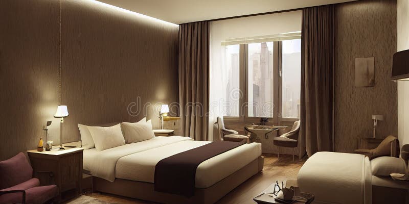 Luxury Modern Style Bedroom, Interior of a Hotel Bedroom. Generative AI ...
