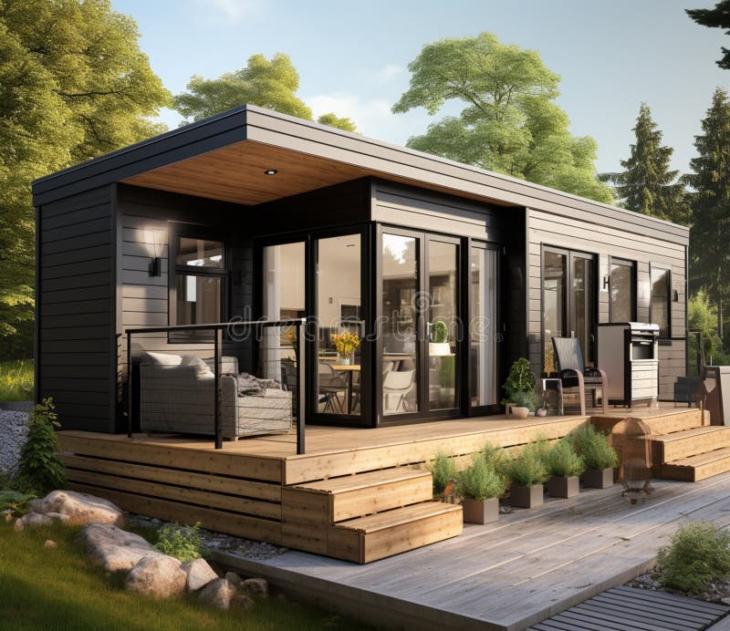 Luxury Modular House Exterior. 3d Illustration Stock Illustration ...