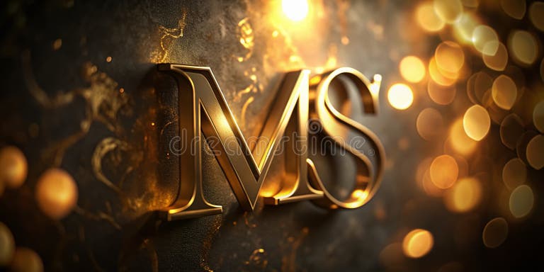 Luxury Monogram Initial MS Glowing Gold Script in a Dramatic LowLight ...