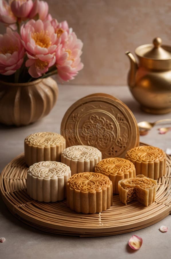 Luxury Mooncake Gift Boxes on Bamboo Stock Image - Image of culture ...