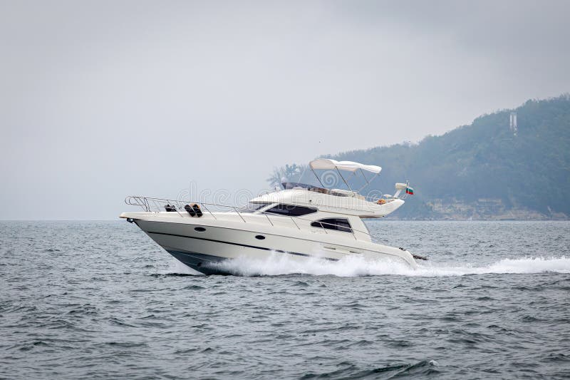 Luxury Motor Boat. Speed Motor Boat Stock Photo - Image of white ...