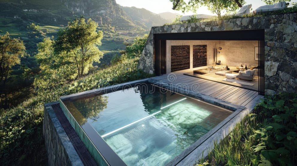 Luxury Mountainside Villa with Infinity Pool and Stunning Views Stock ...