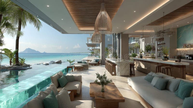 Luxury Oceanfront Villa with Infinity Pool and Modern Design Stock ...