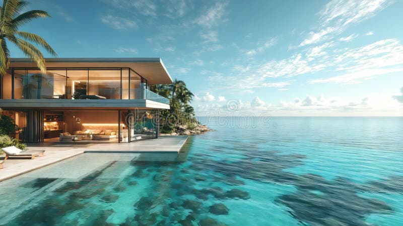 Luxury Oceanfront Villa with Infinity Pool Stock Video - Video of water ...