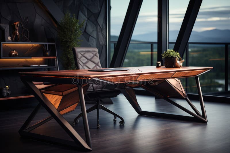 Luxury Office Desk, Decorate with Wood. Generative AI Stock Image ...