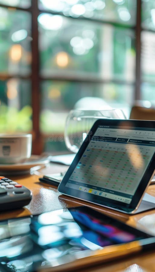 Luxury Office with Digital Wallet App Display on Tablet for Multi ...