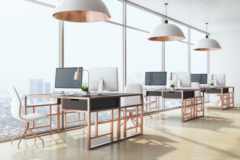 Luxury Office Interior with Computers Stock Illustration - Illustration ...
